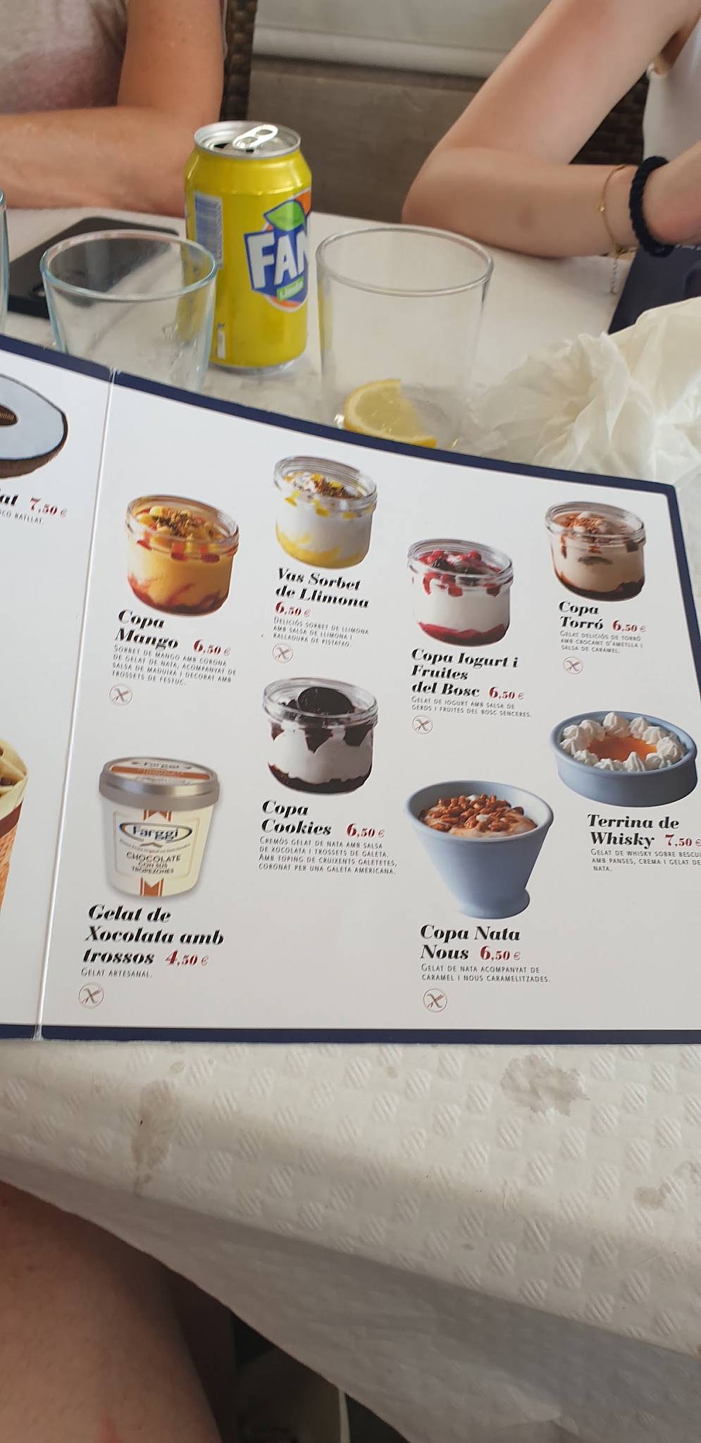 Carta de Restaurant Es Dofí, Tamariu, Passeig del Mar