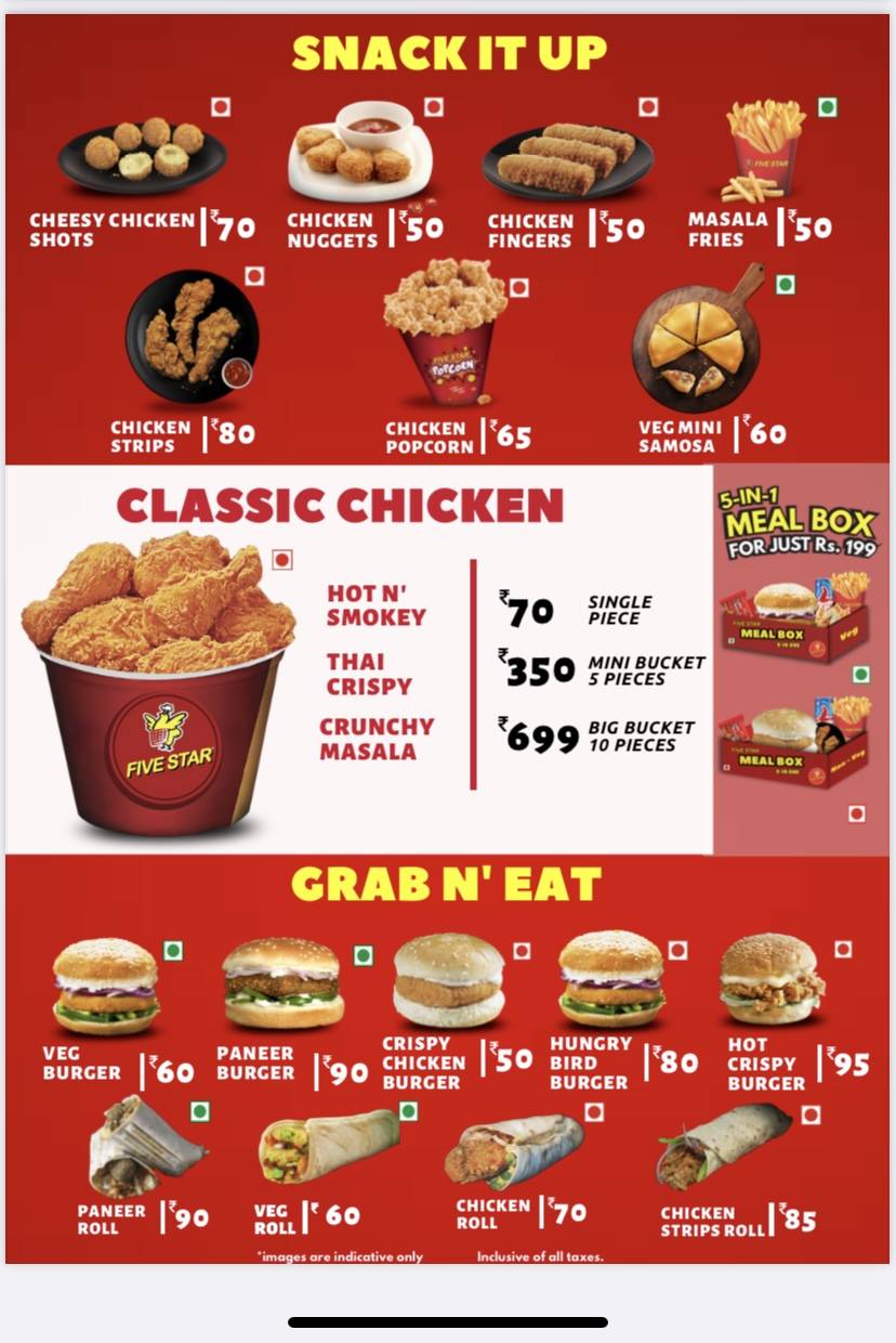Menu at FIVE STAR CHICKEN, New Delhi, 114