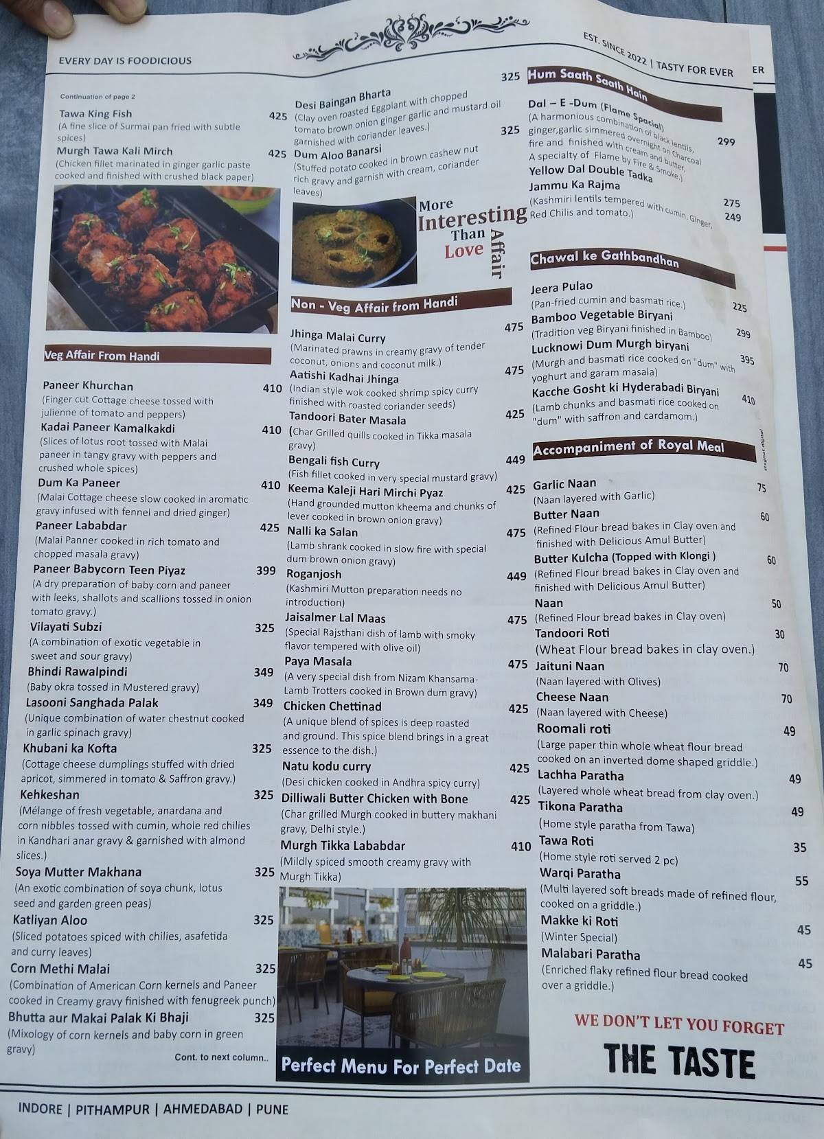 Menu at FLAME BY FIRE & SMOKE, Indore