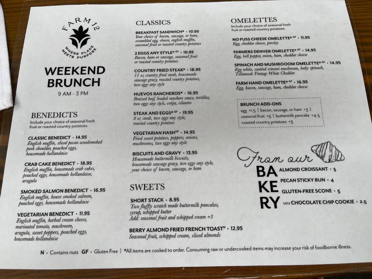 Menu at Farm 12 Restaurant, Puyallup