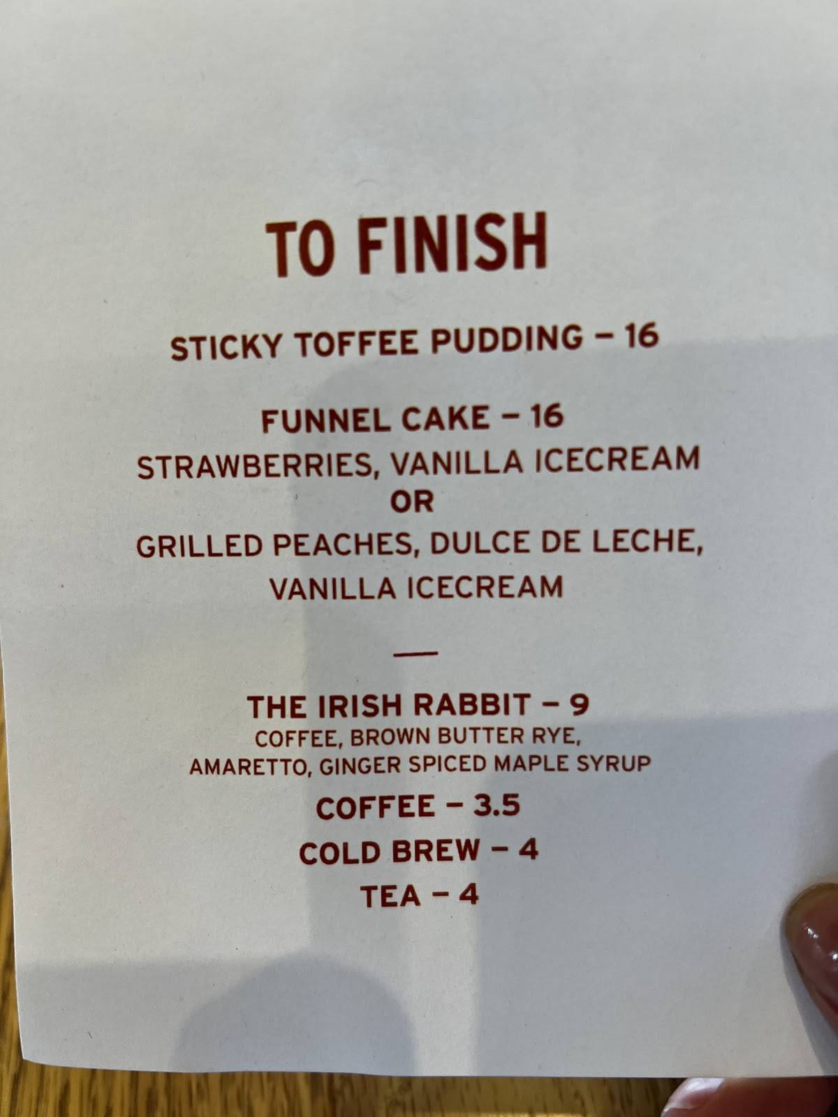 Menu at Fat Rabbit restaurant, St. Catharines