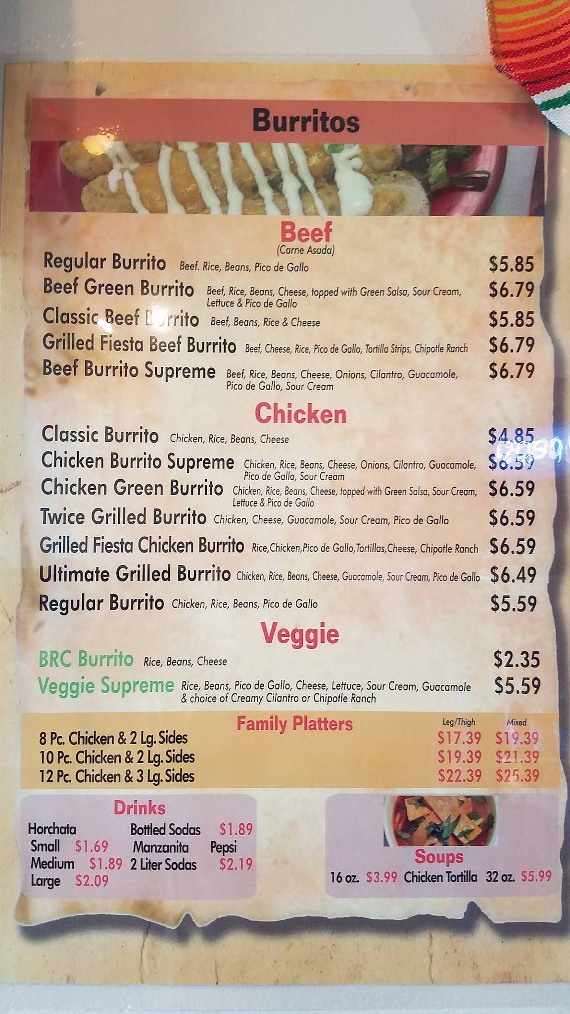 Menu at Fiesta Chicken restaurant, Boise, S Orchard St