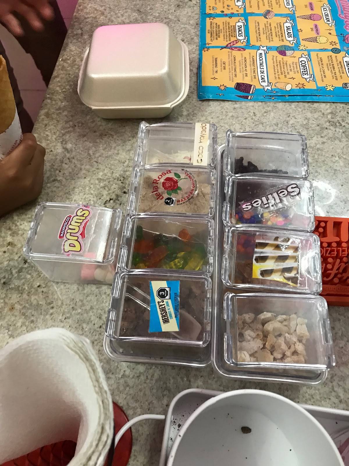 Menu at Flamingo Ice Cream Bar, San Miguel de Cozumel
