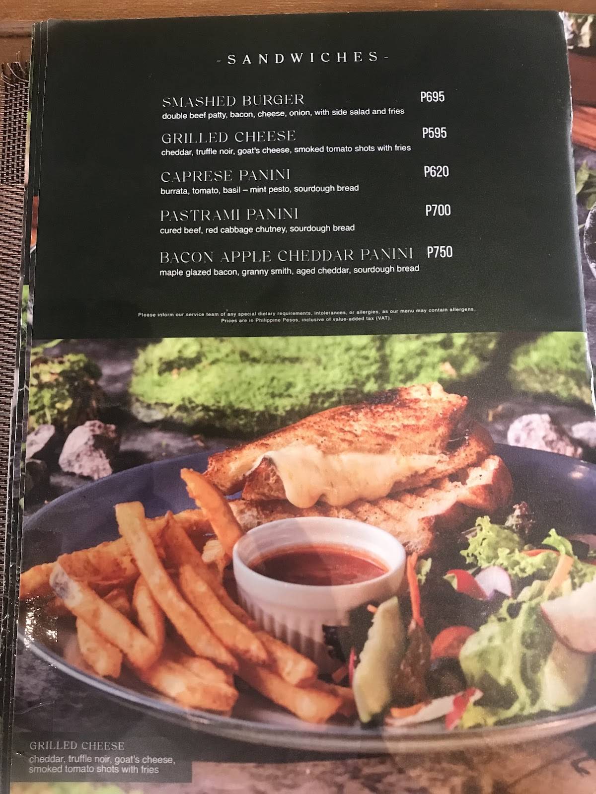 Menu at Forresta cafe, Dasmariñas