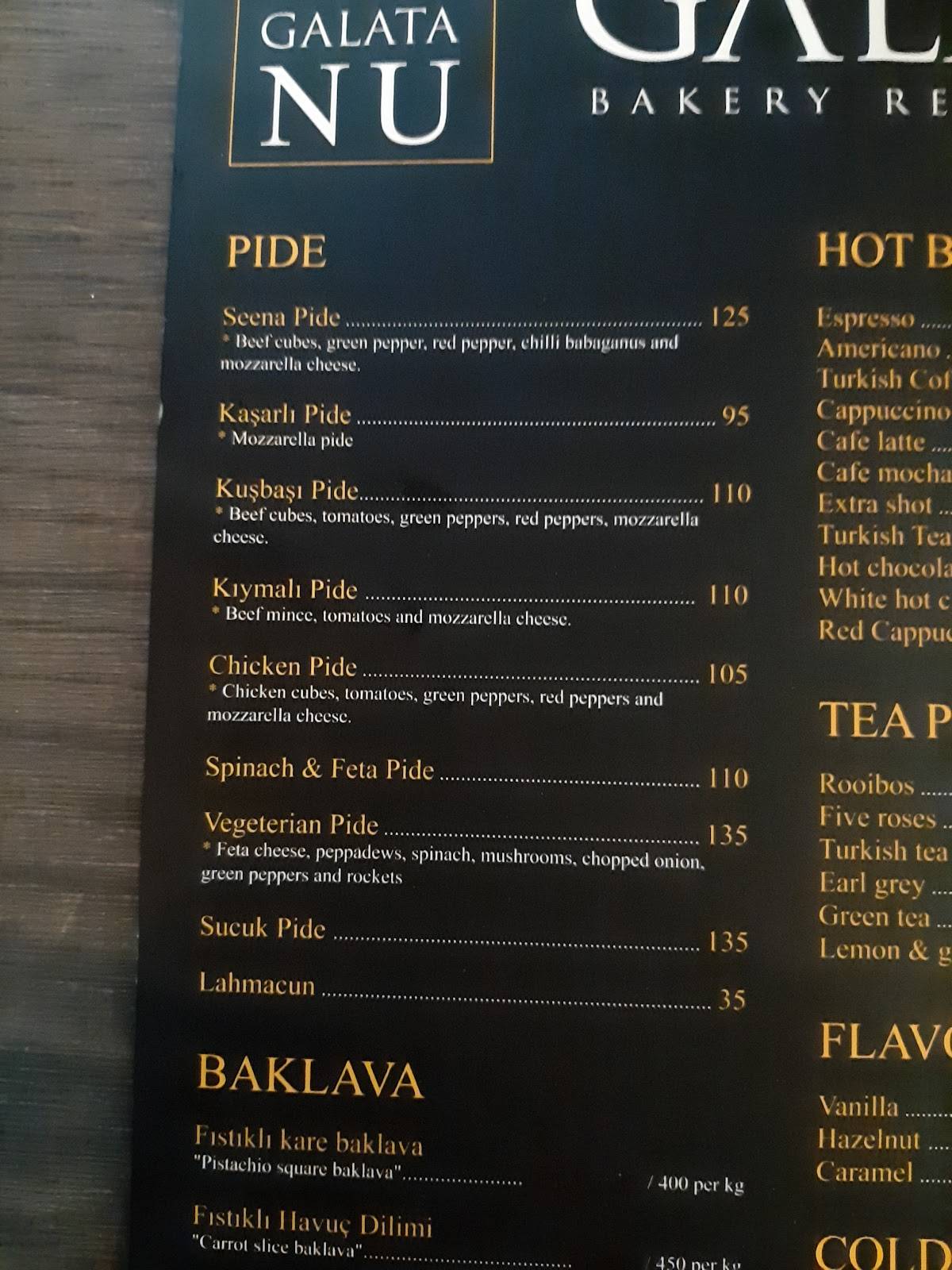 Menu at Galata Cafe & Resturant, Boksburg