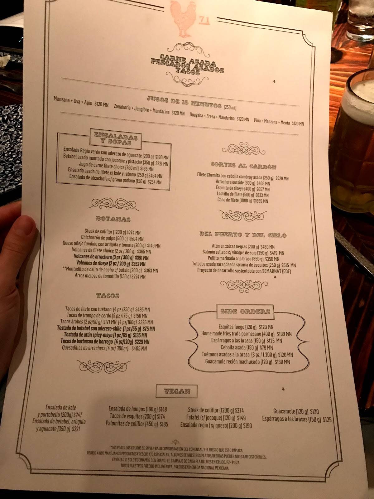 Carta del restaurante Gallo 71, San Pedro Garza García, Av. José ...