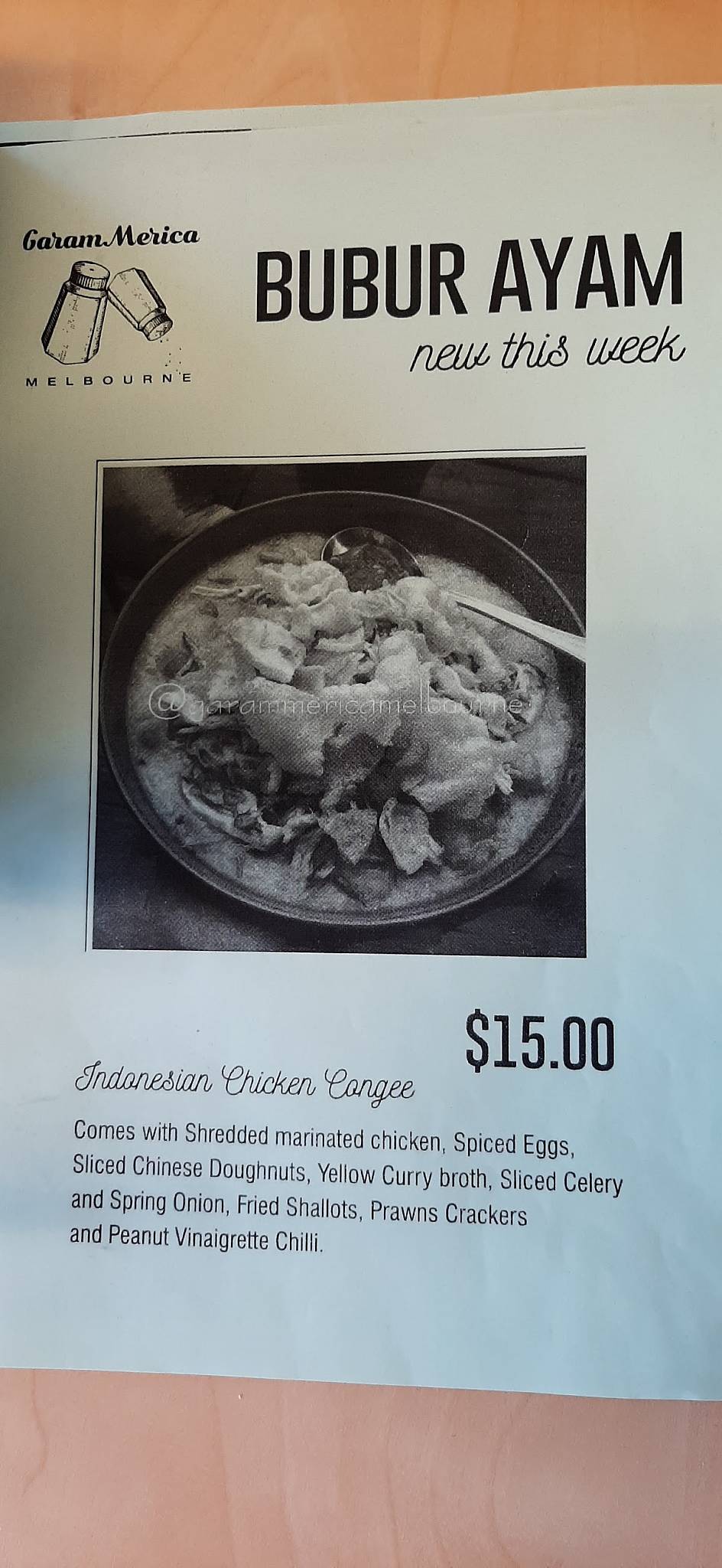 Menu at GaramMerica Melbourne Original Warteg Nasi Bungkus restaurant ...