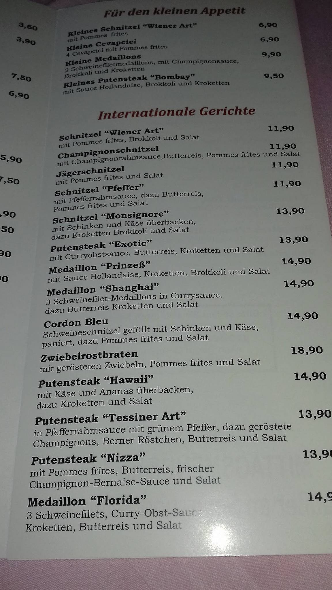 Speisekarte von Gaststätte Zur Post restaurant, Bad Münstereifel