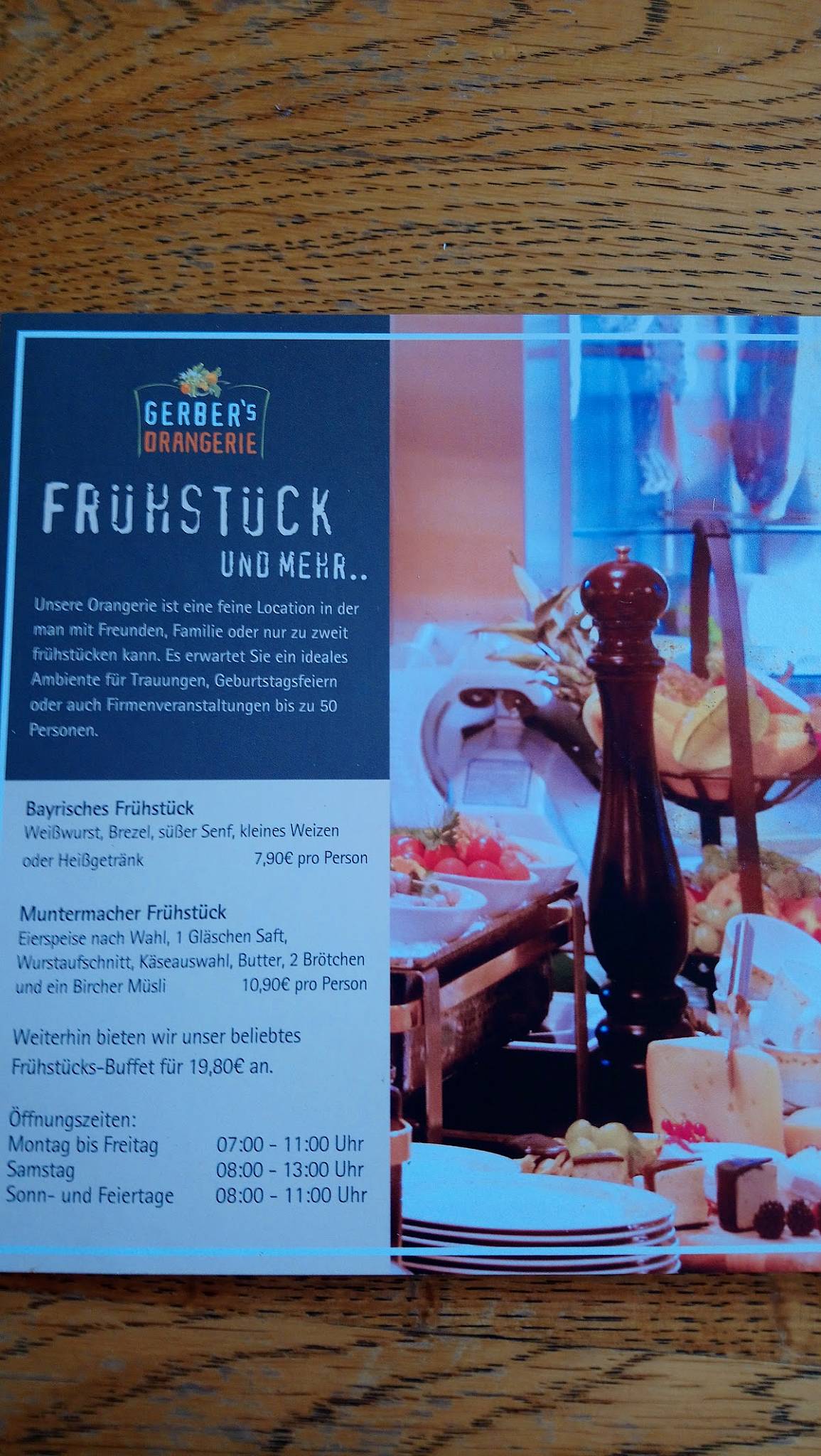 Menu at Gerber's Orangerie restaurant, Uhingen