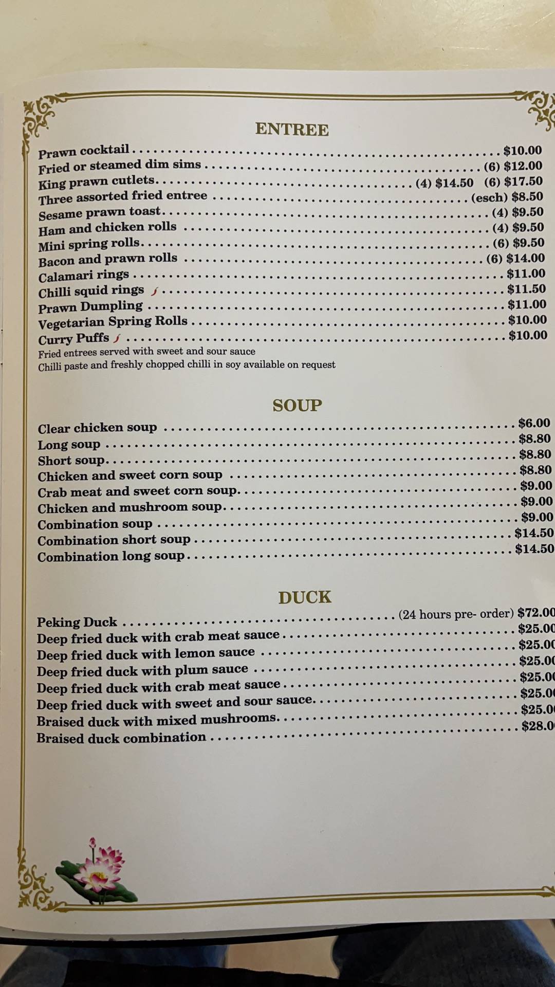 Menu at Golden Lotus Chinese Restaurant, East Gosford