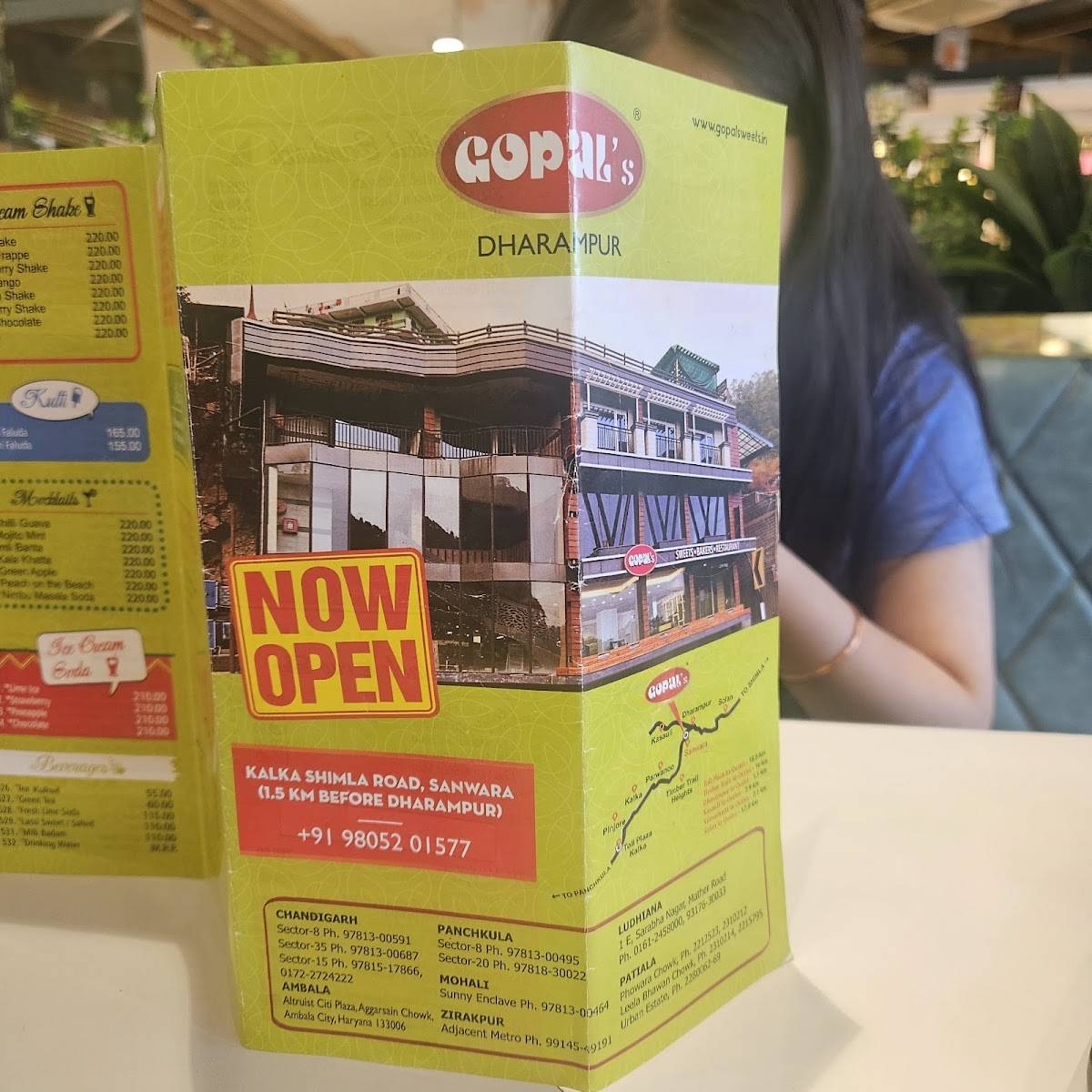 Menu at Gopal sweets, Dharampur
