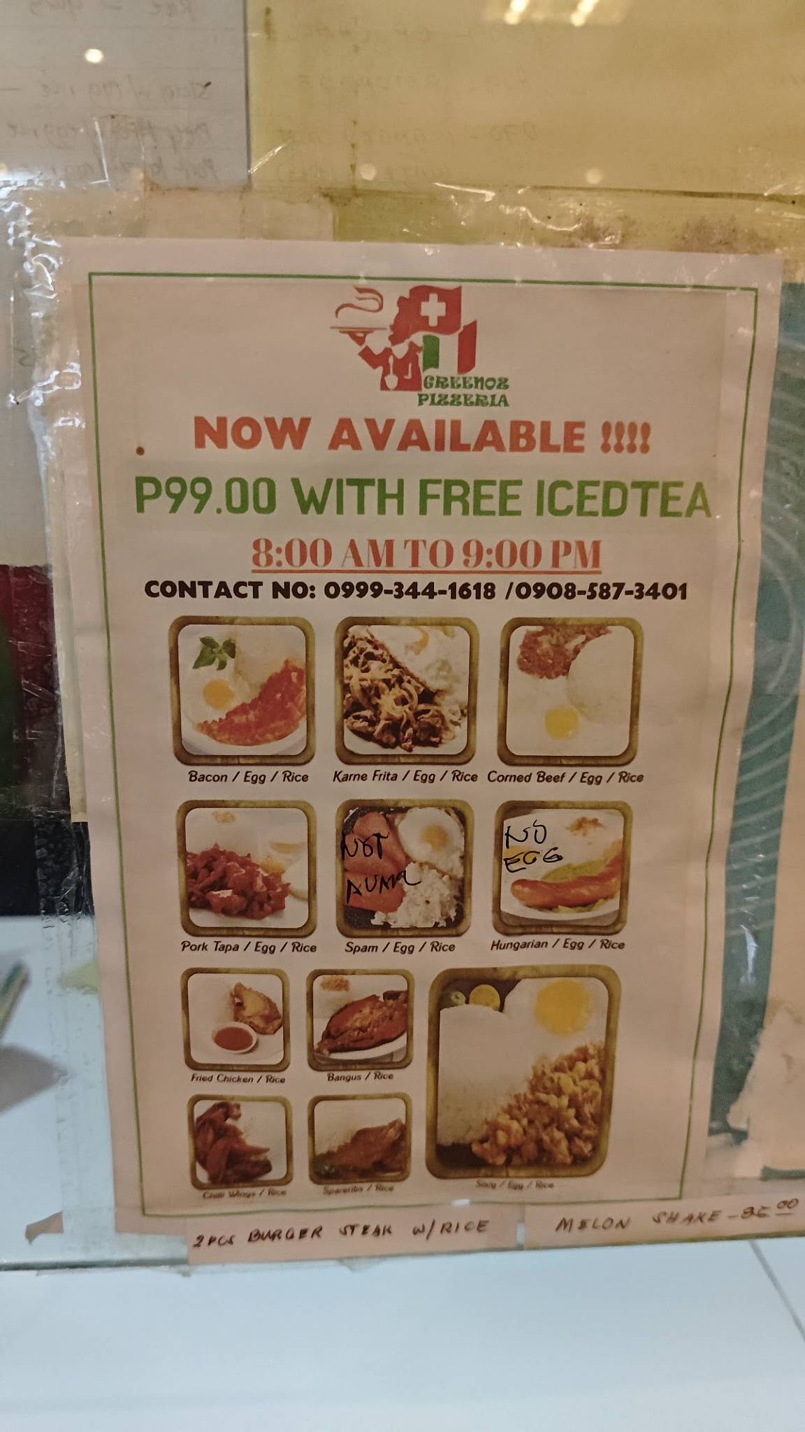 Menu at Greenoz Pizzeria & Restorante, Bacolod, MX78+PRQ