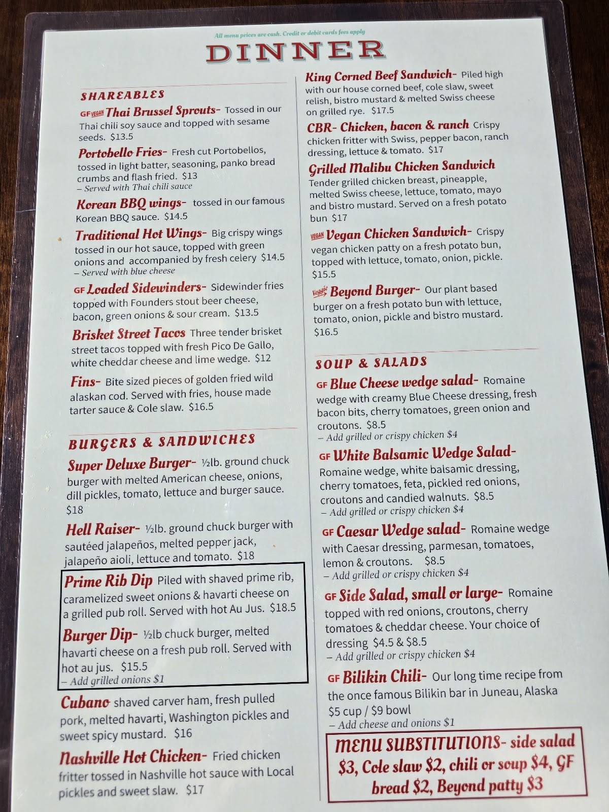 Menu at Hash: Centralia restaurant, Centralia