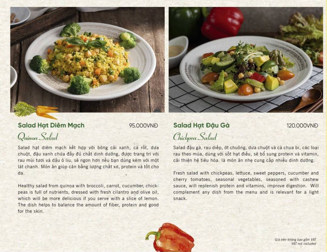 Menu at Heal and Celeb Vegan Restaurant, Ho Chi Minh City