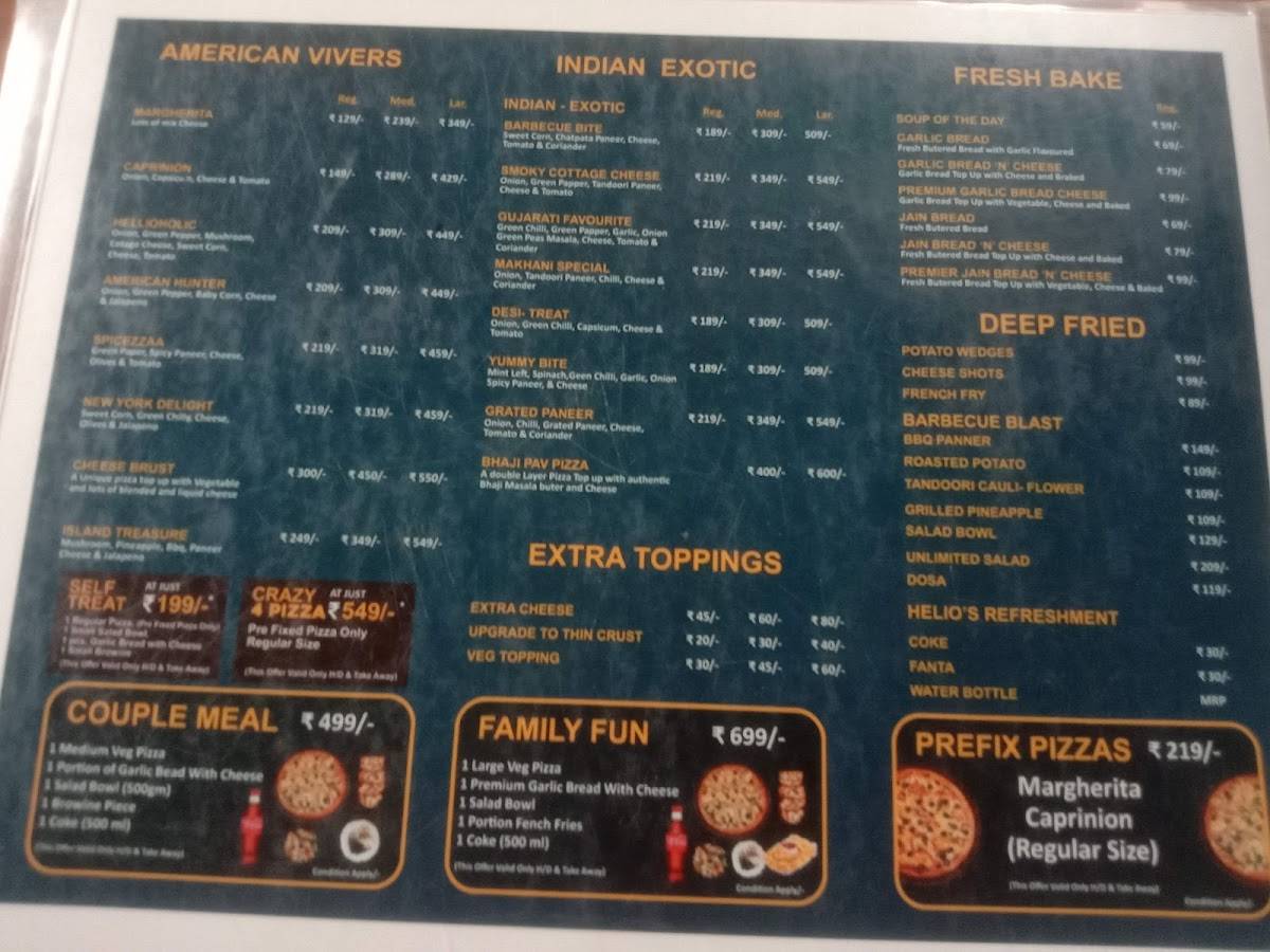 Menu at Helios Pizza, Surat