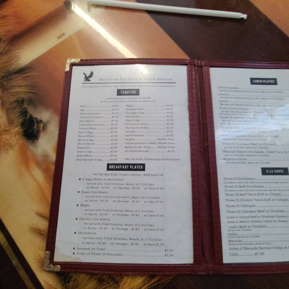 Menu at Hi-Ho Restaurant, Corpus Christi, Morgan Ave