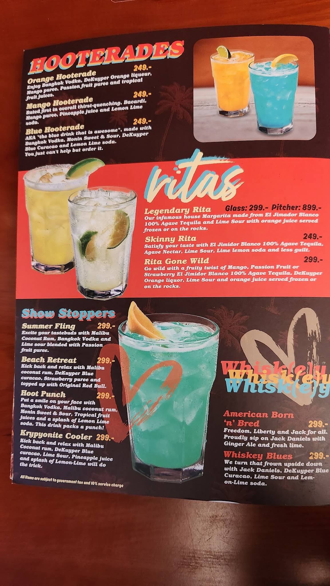 Menu at Hooters restaurant, Pattaya City, หมู่ที่ 10 183 Beach Rd