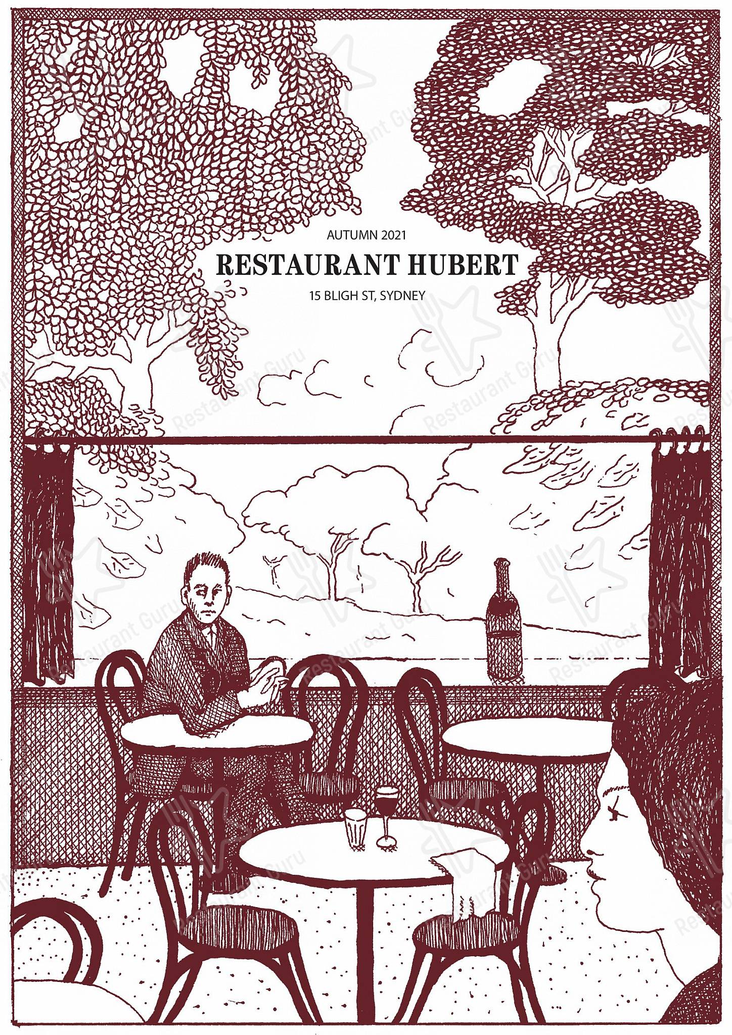 Menu at Restaurant Hubert, Sydney
