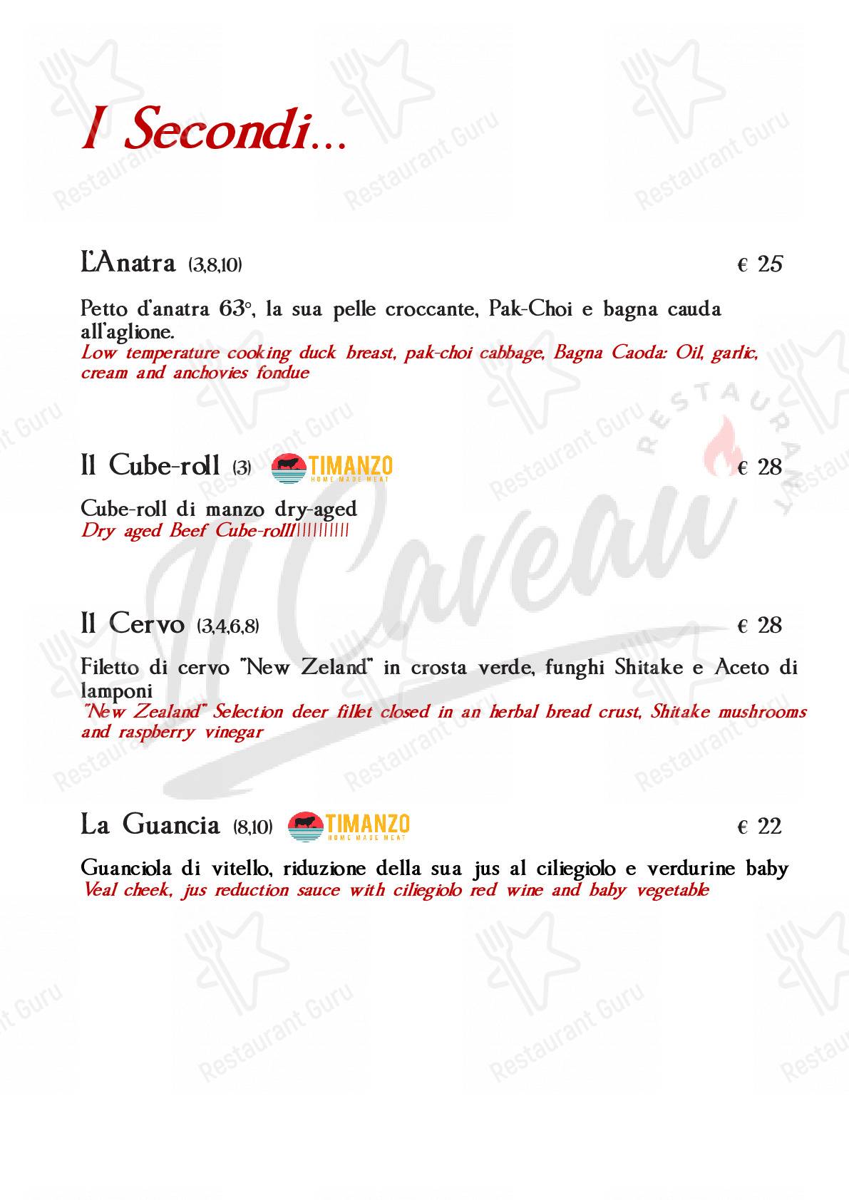 Menu da Il Caveau Restaurant Pitigliano, Pitigliano