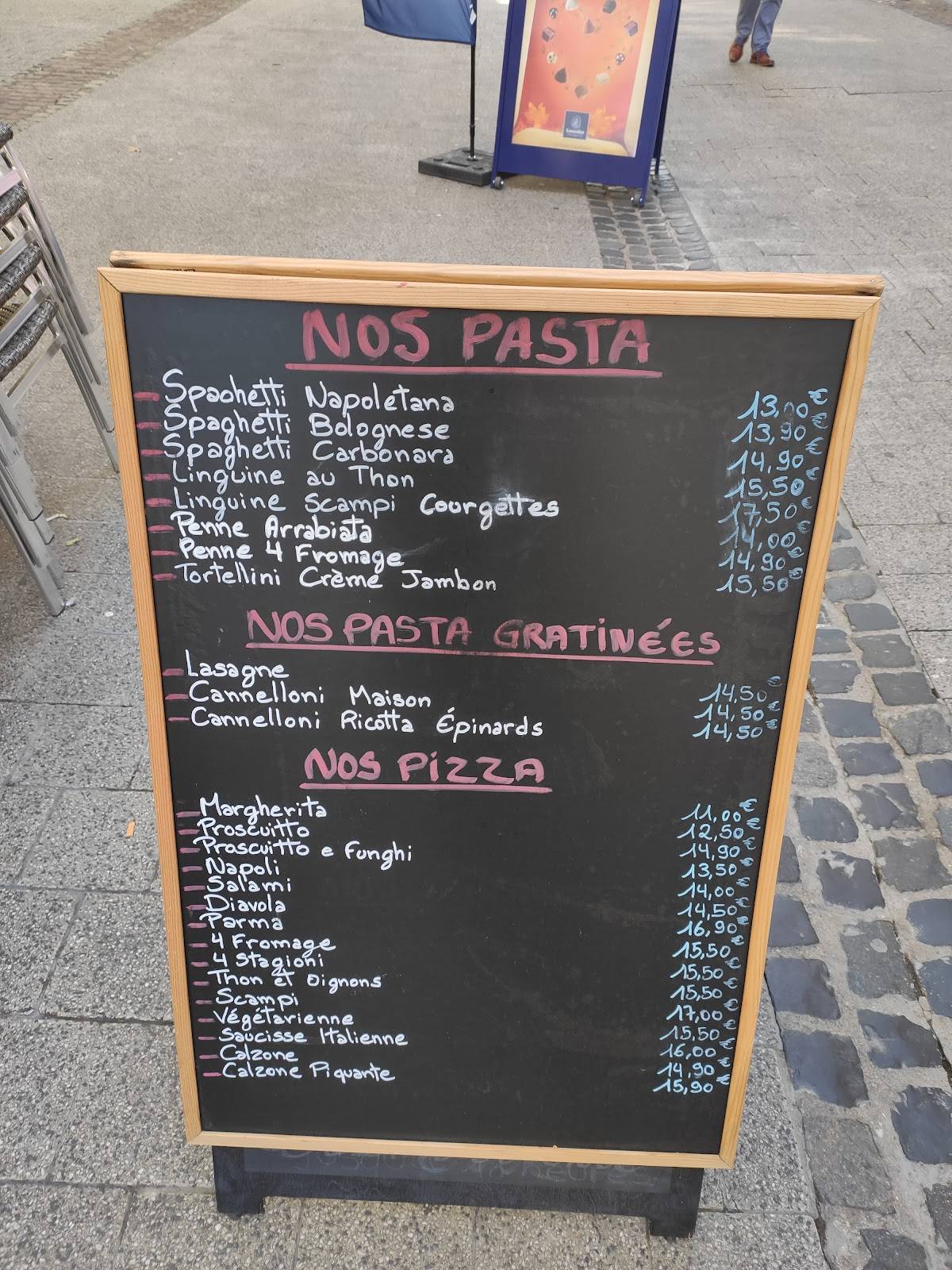 Menu au Il Punto restaurant, Luxembourg