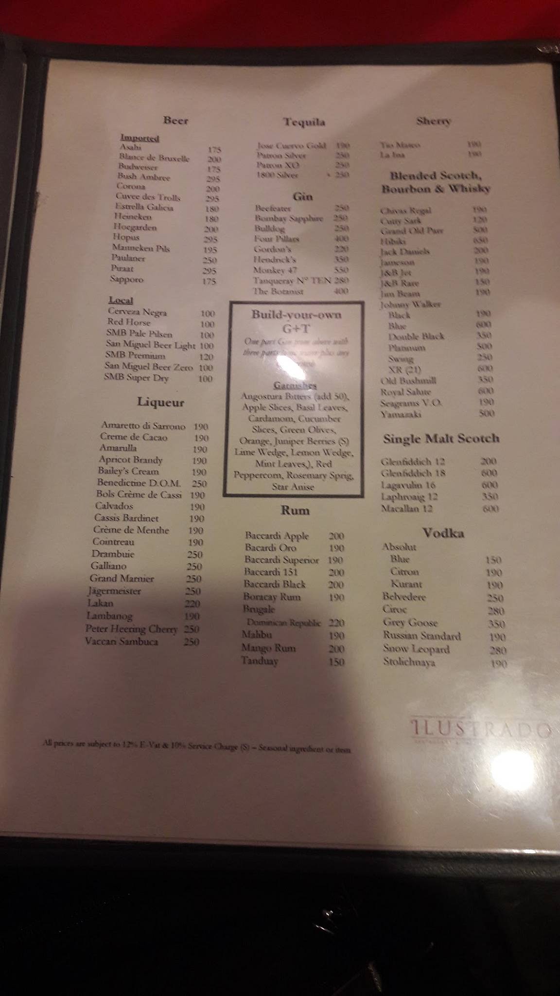 Menu at Ilustrado Restaurant, Manila, two-way