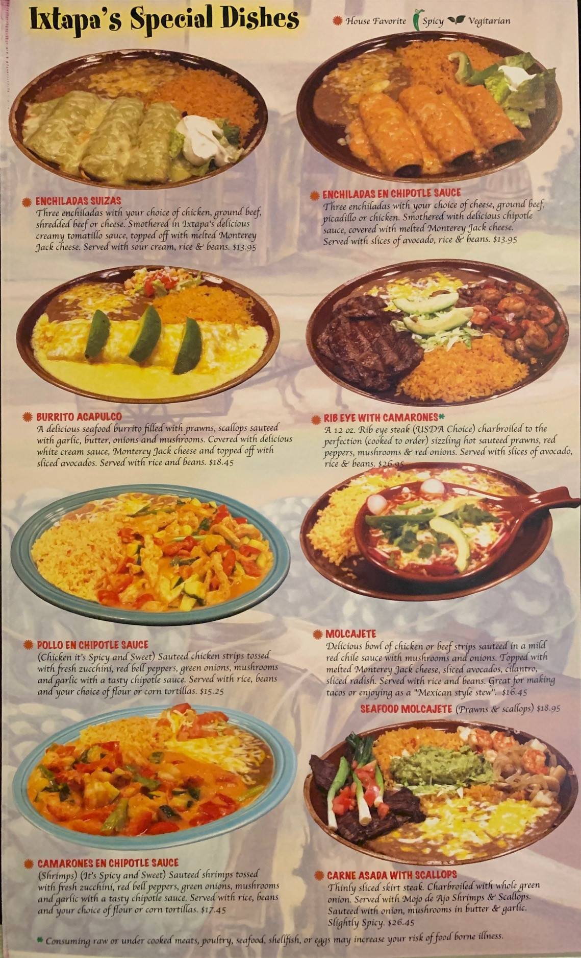 Menu at Ixtapa Mexican Restaurant, Hermiston