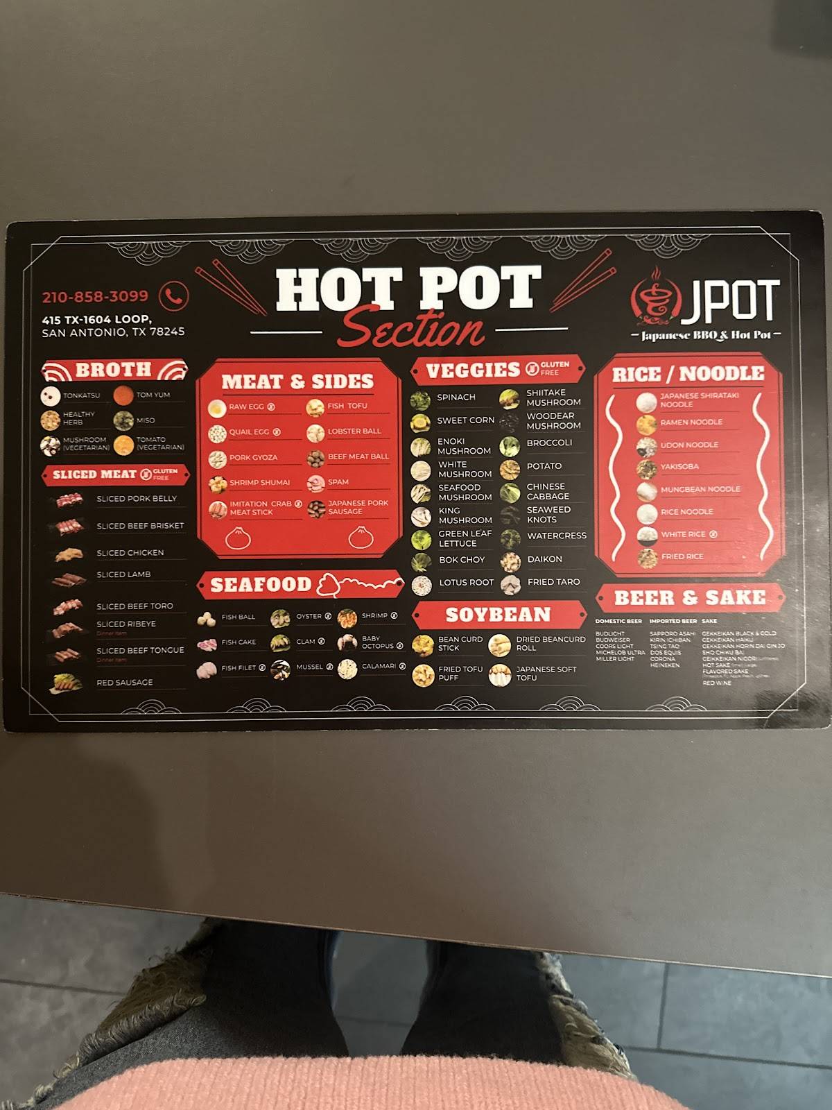 Carta de barbacoa JPOT, San Antonio