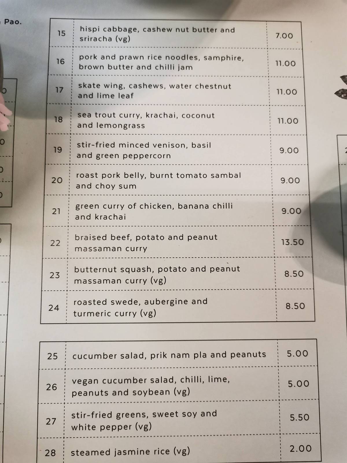 Menu at Ka Pao Glasgow restaurant, Glasgow