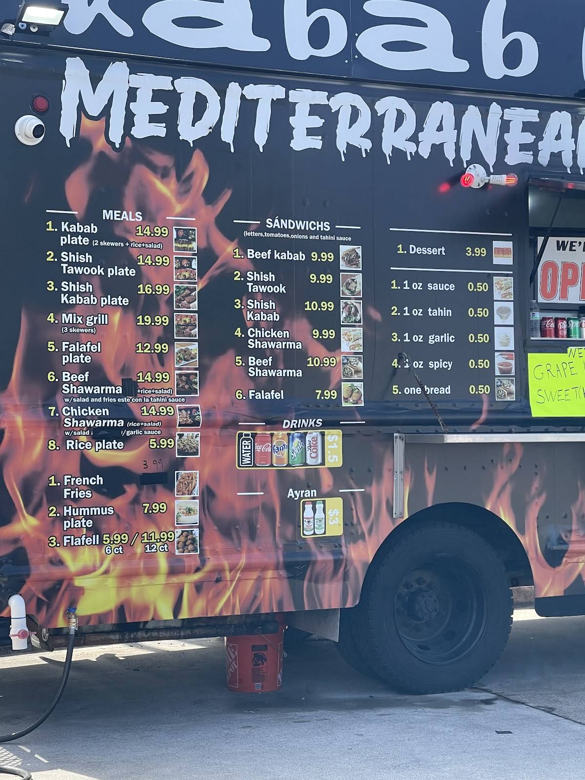 Menu at Kabab karavan Mediterranean food truck restaurant, Brownsville