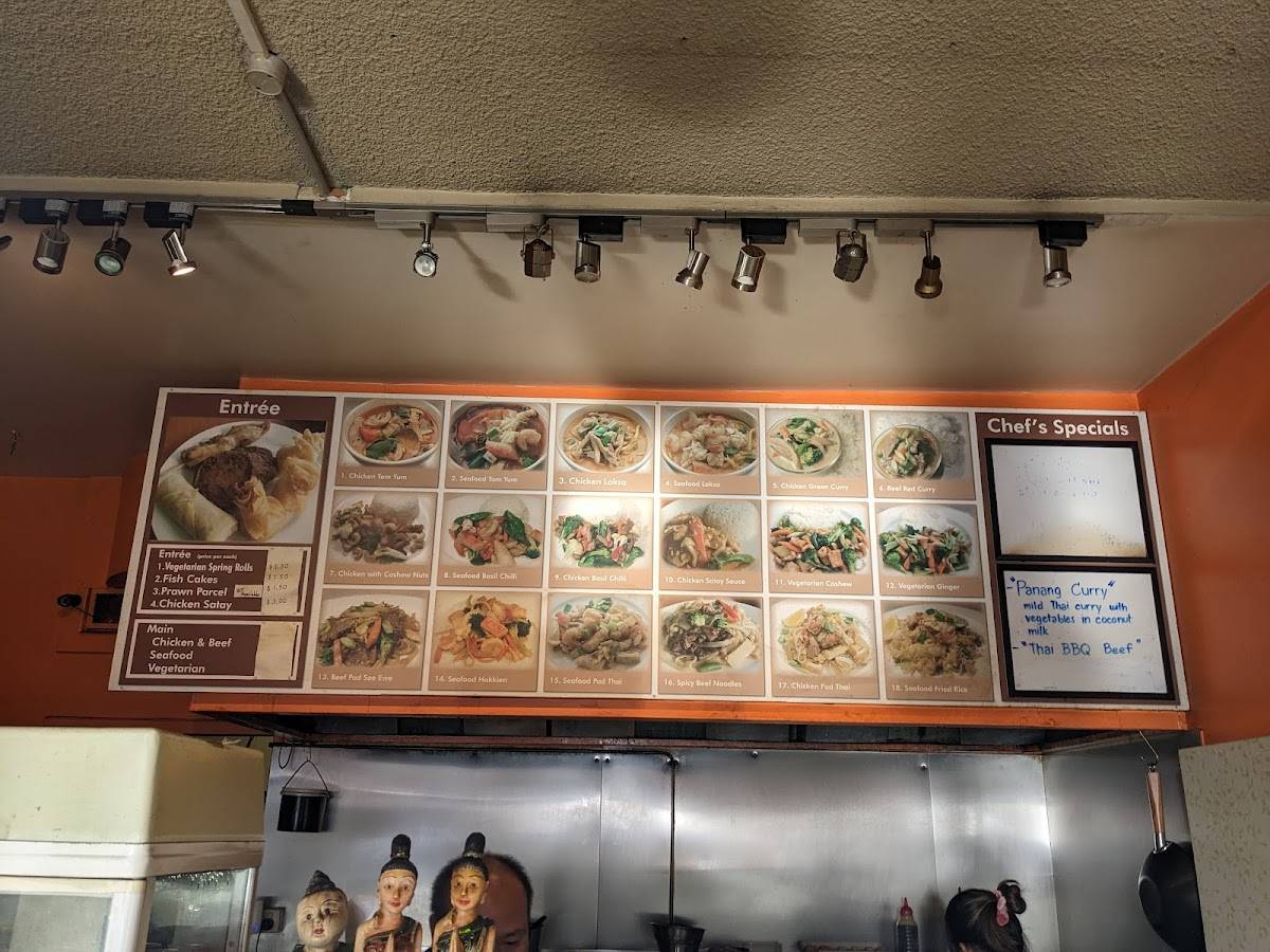 Menu at Kala Thai restaurant, Moonah