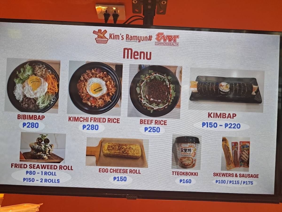 Menu at Kim's Ramyun#13 Ever Gotesco restaurant, Quezon City