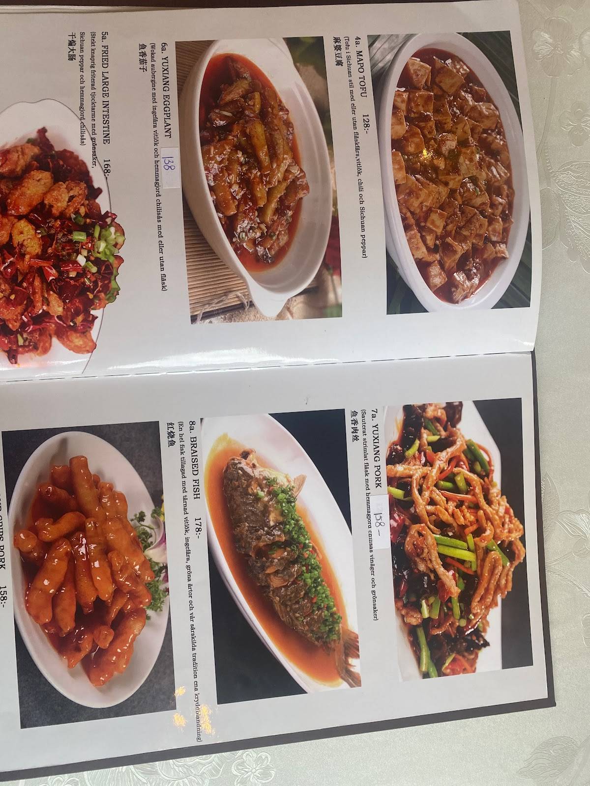 Menu at Kina Restaurang Sichuan restaurant, Malmö