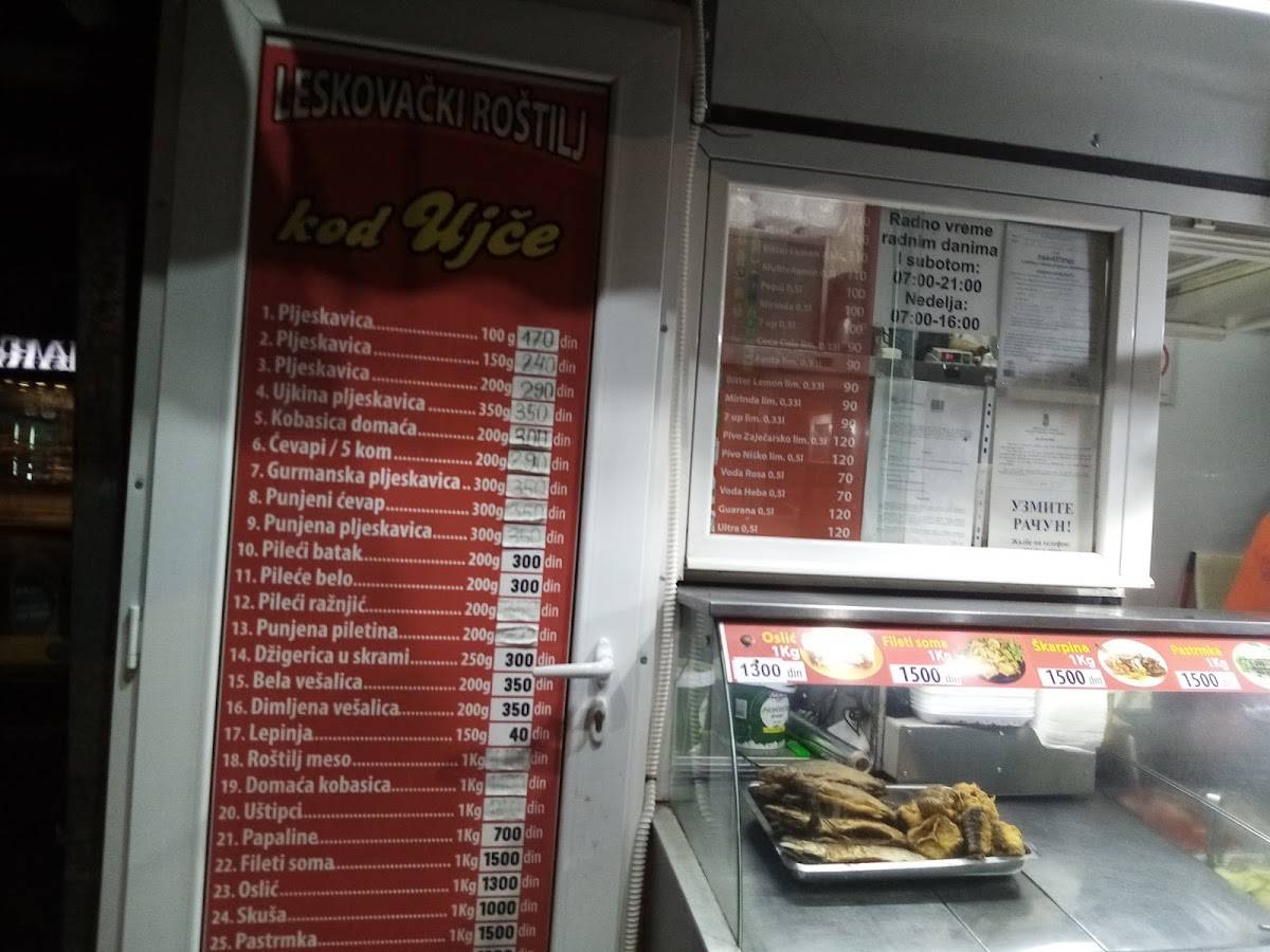 Menu at Kod Ujche, Niš