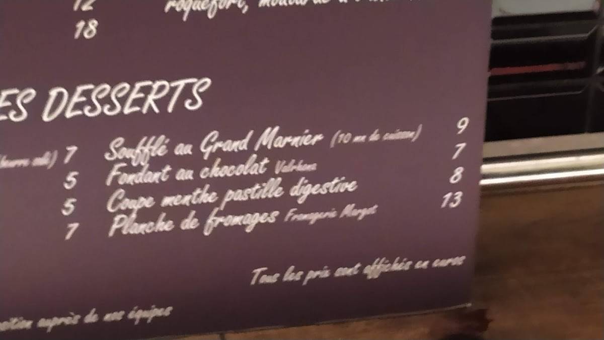 Menu au Restaurant la Ferme, Saint-Étienne-de-Montluc