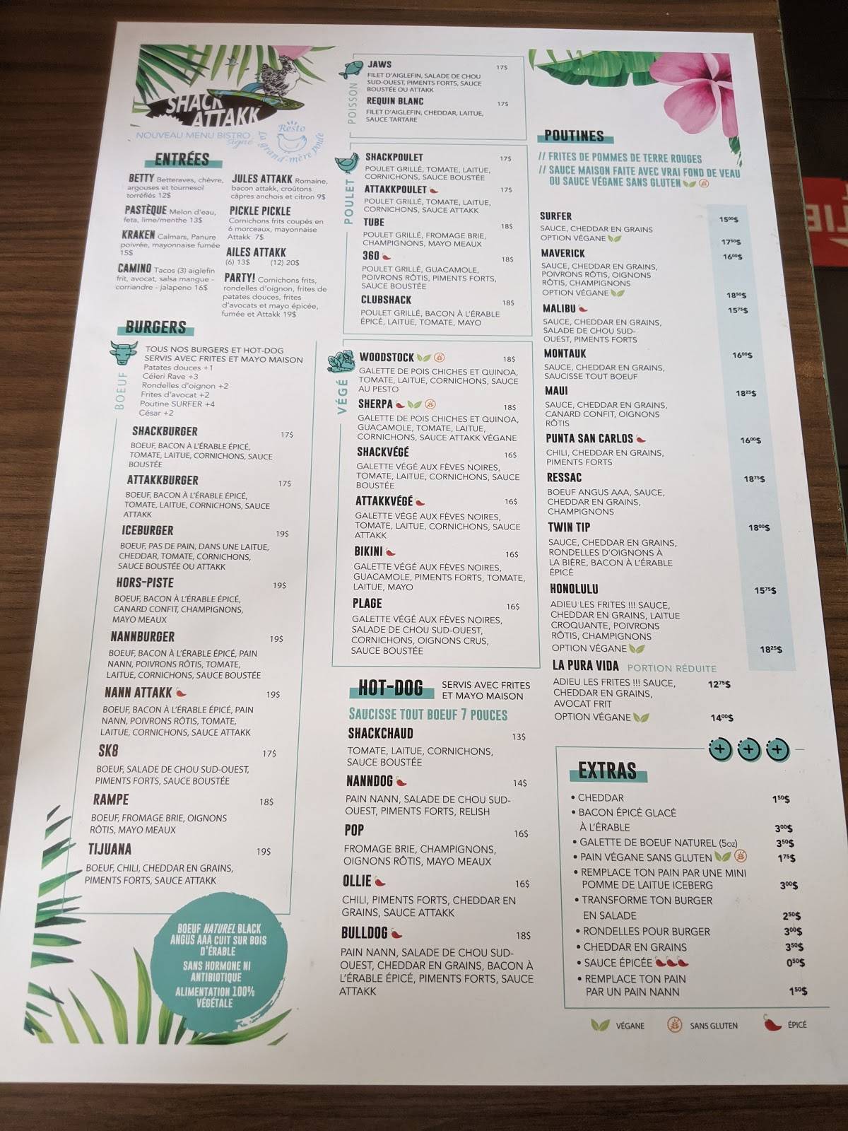 Menu au La Grand-Mère Poule & Shack Attakk Beaubien restaurant ...