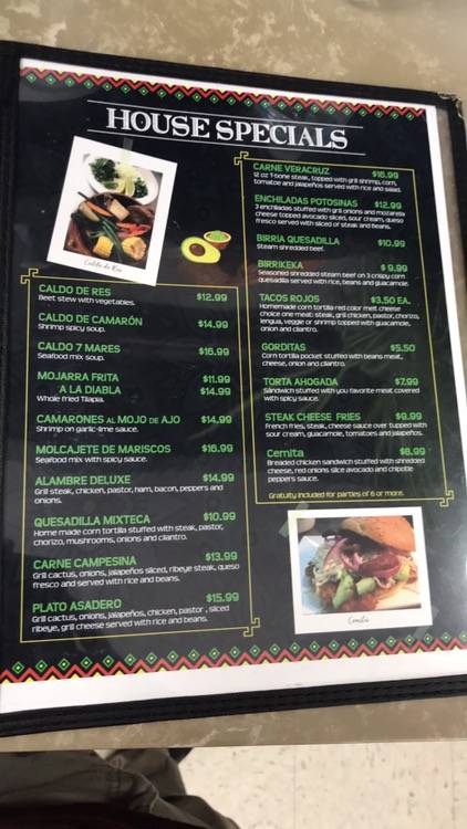 Menu at La Mixteca Restaurant, Urbana, 510 N Cunningham Ave #4