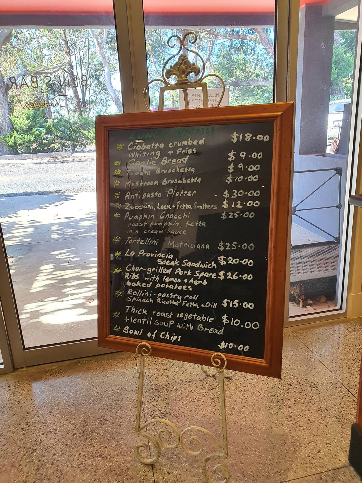 Menu at La Provincia restaurant, Corinella
