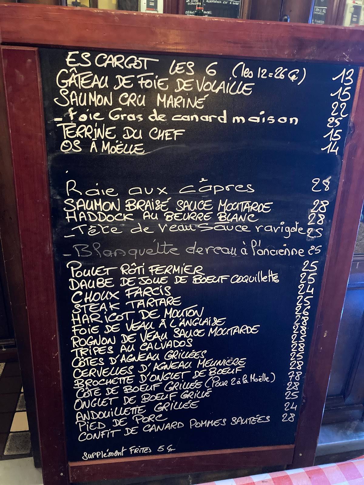 Menu at La Tour Montlhéry - Chez Denise restaurant, Paris, 5 Rue des ...