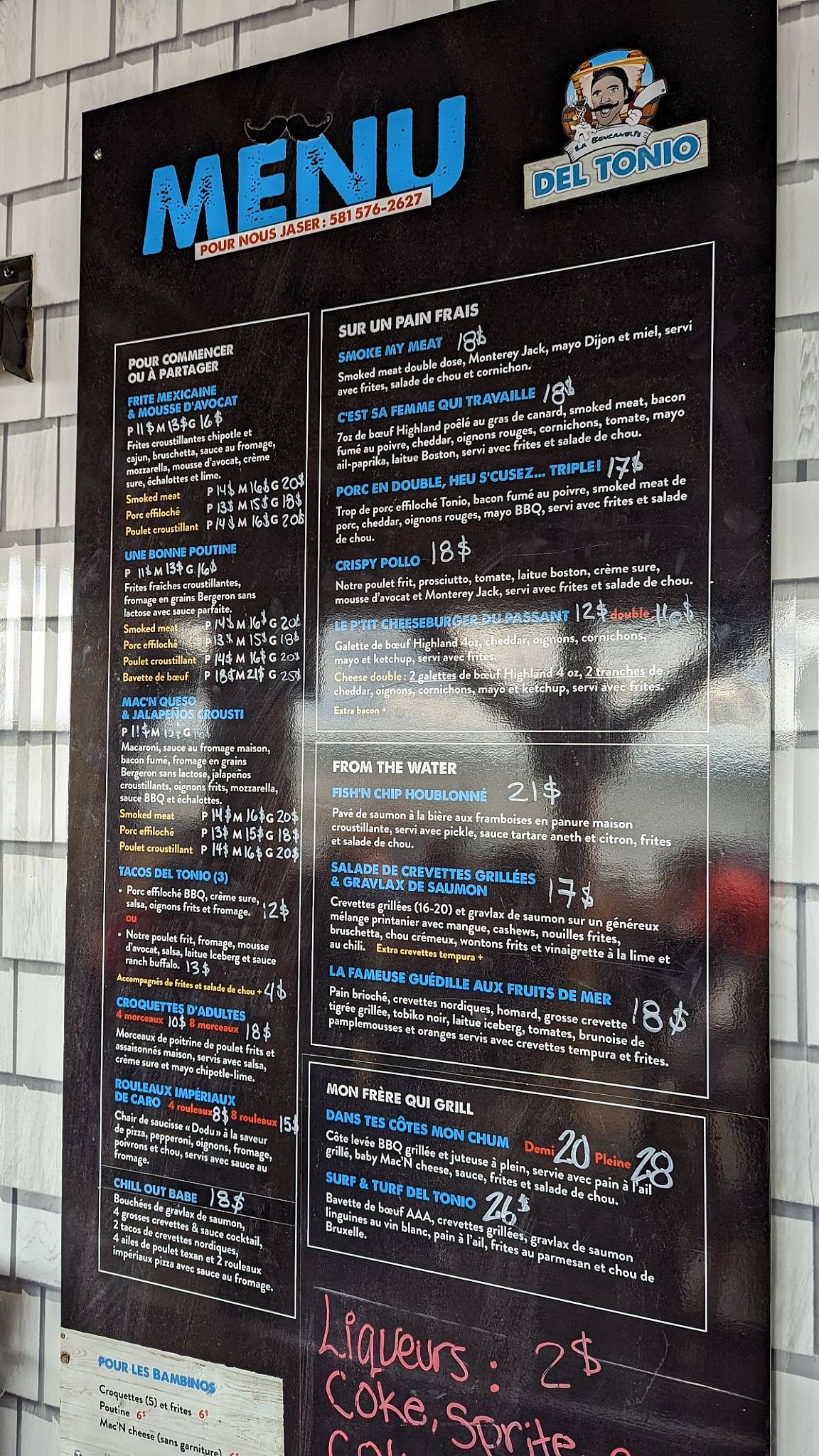 Menu au La boucanerie Del Tonio restaurant, Sainte-Croix