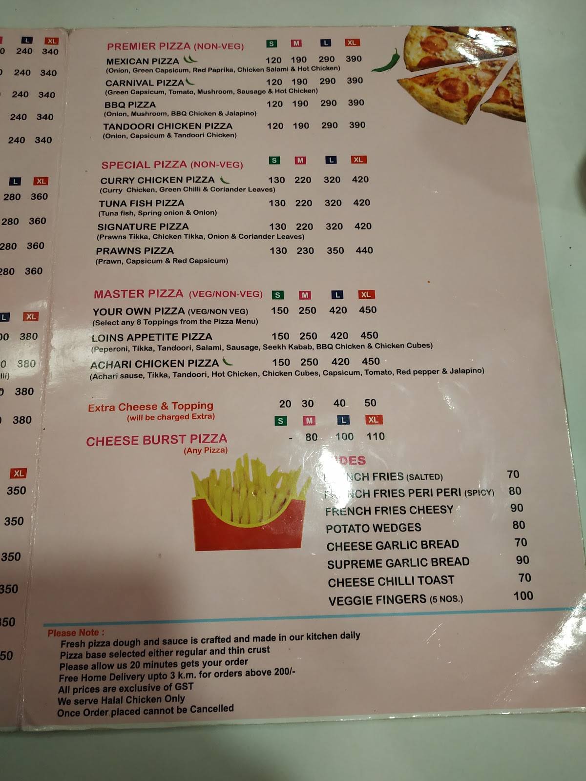 Menu at Laziz Pizza, Mangaluru, Bajpe Main Rd