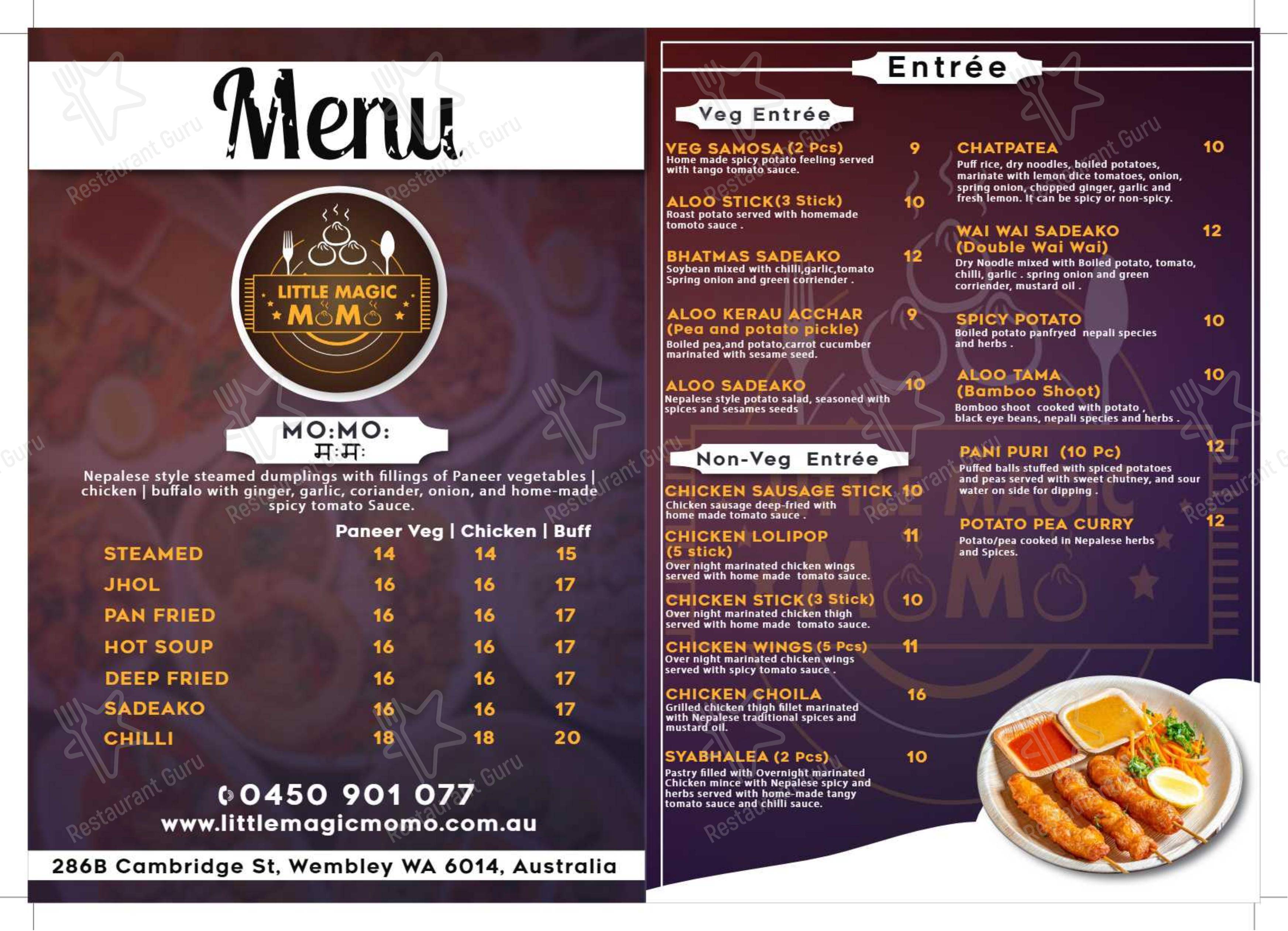 Carta del restaurante Little Magic Momo, Wembley