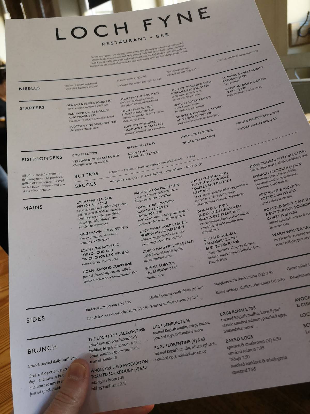 Menu at Loch Fyne Restaurant, Bath