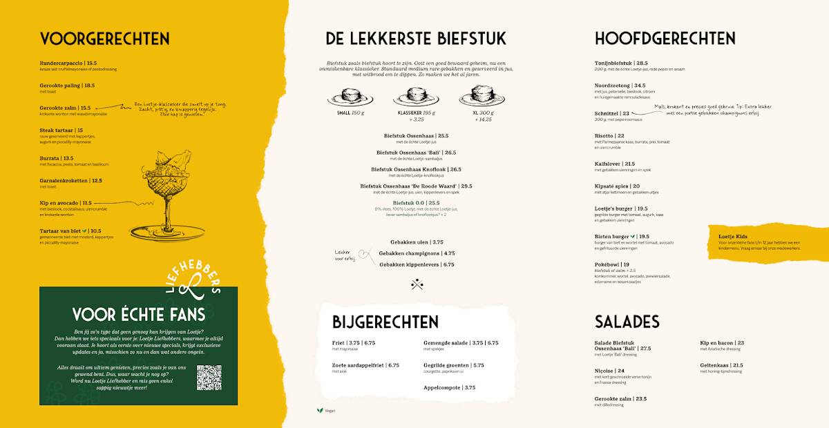 Speisekarte von Loetje Leiden restaurant, Leiden