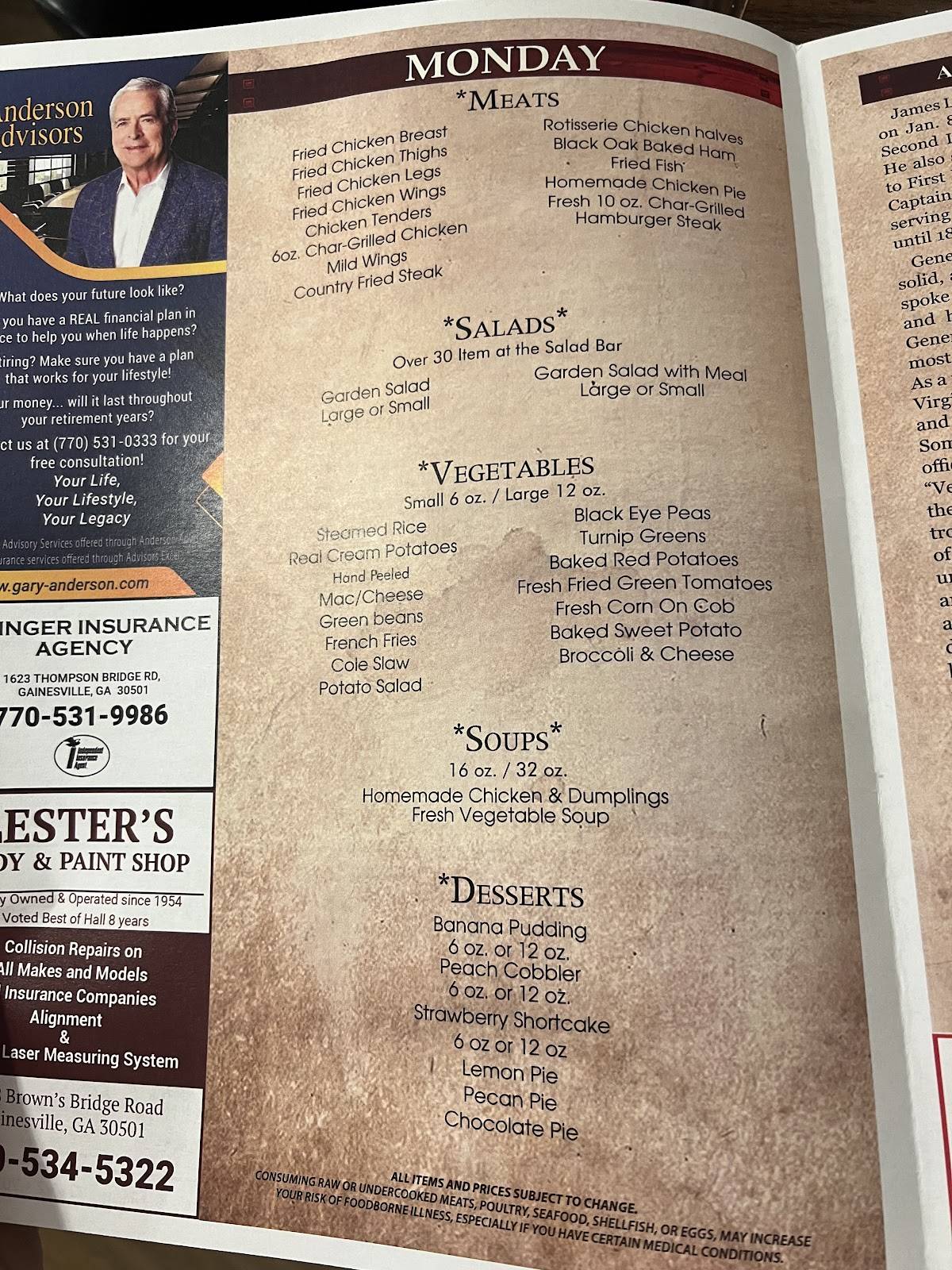 Menu at Longstreet Cafe Riverside Terrace, Gainesville, Riverside Terrace