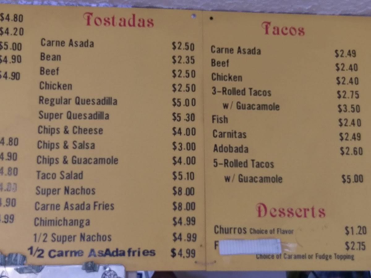 Menu at Los Albertos Mexican Restaurant, Ririe
