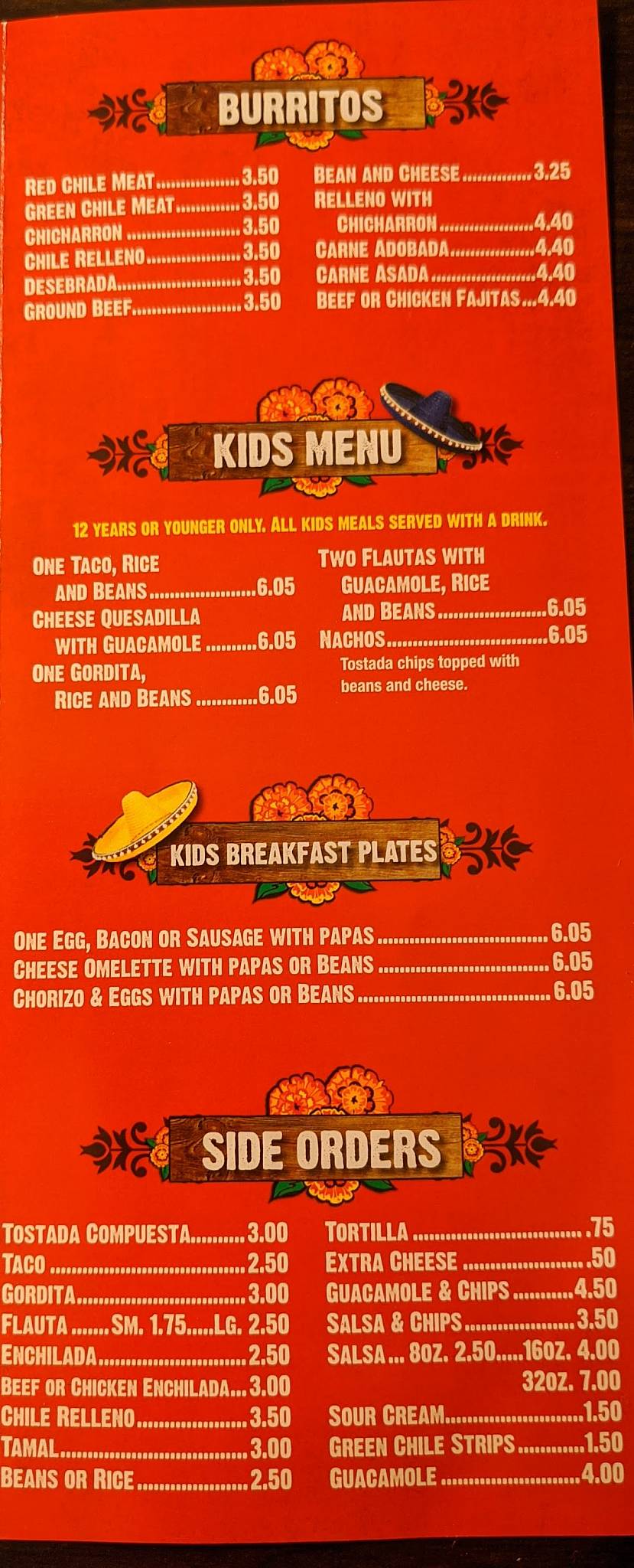 Menu at Los Compas Restaurant, Las Cruces, Commerce Dr # C