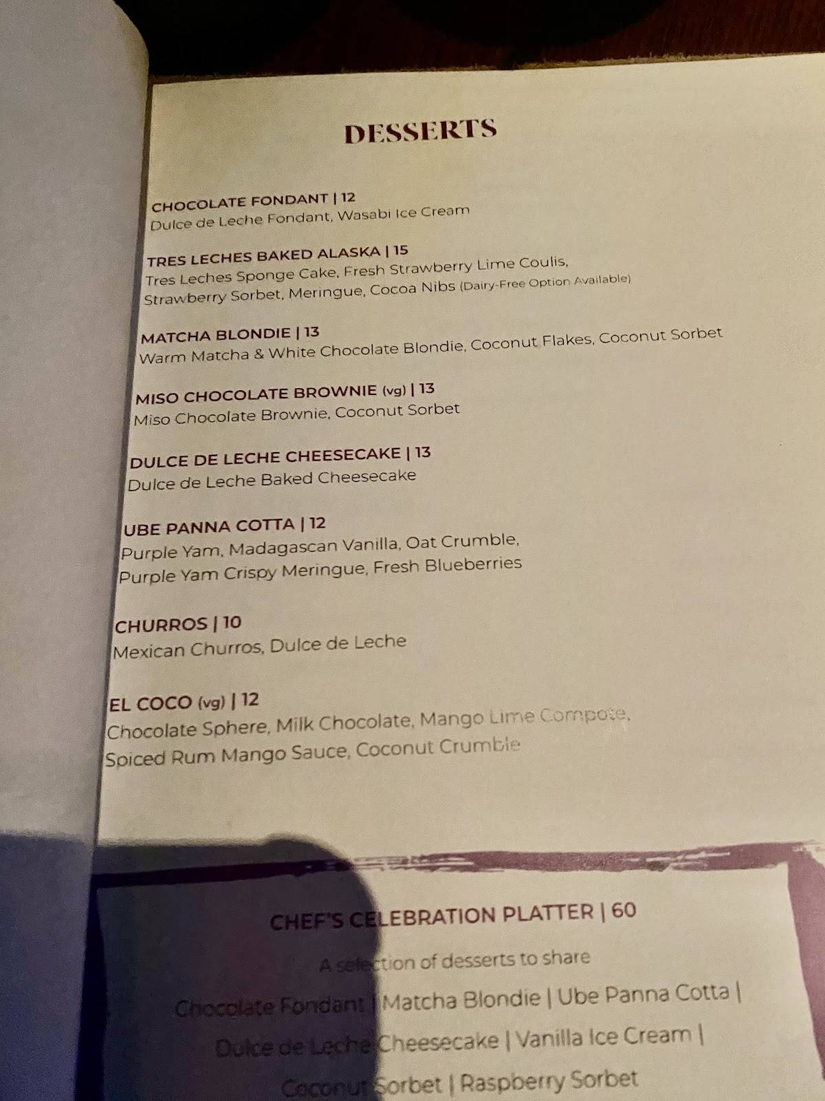 Menu at Los Mochis London City restaurant, London