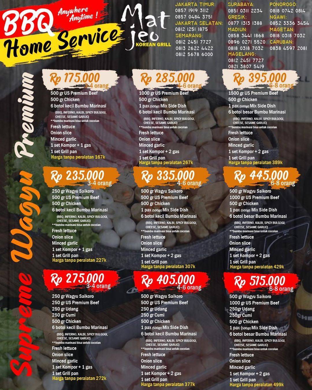 Carta del restaurante Matjeo Korean Grill All You Can Eat, Malang