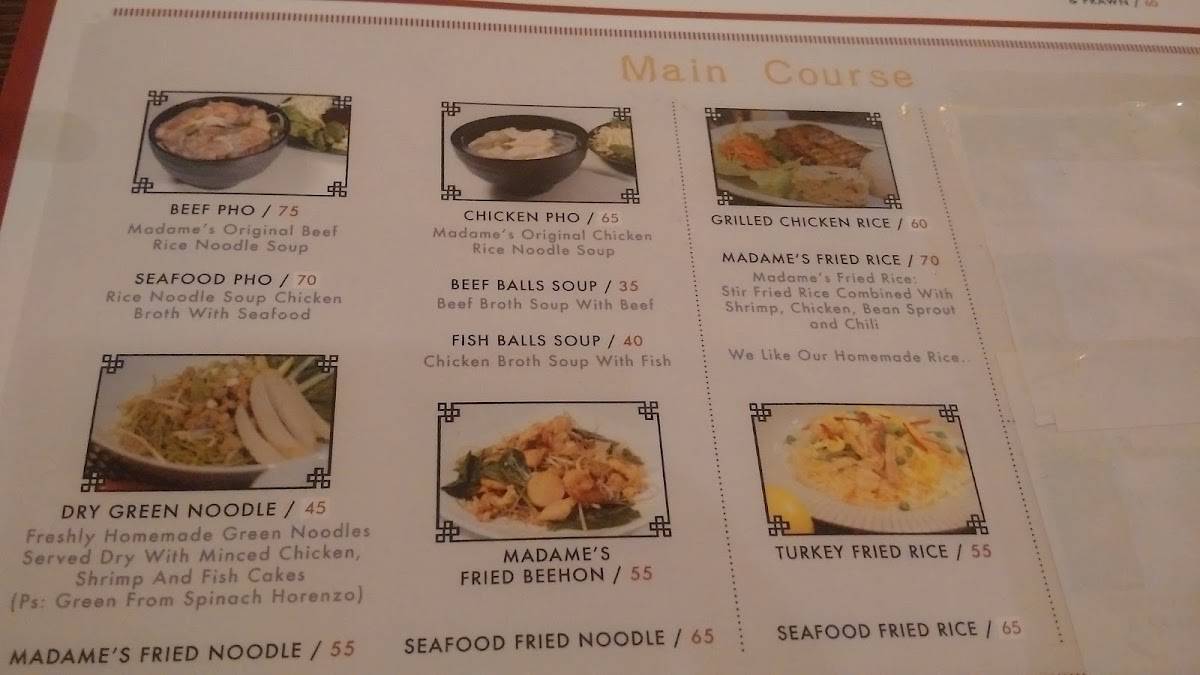Carta del restaurante Madame Ching ( Sampoerna Strategic ), South Jakarta
