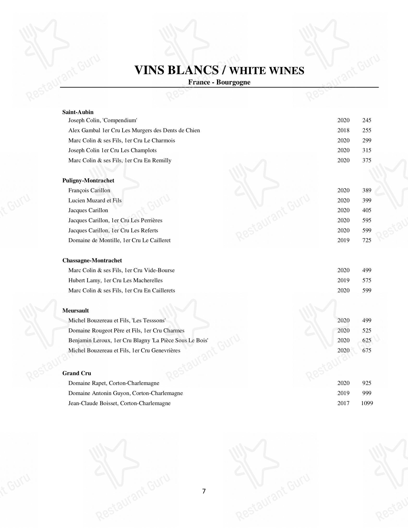 Menu au Maison Boulud restaurant, Montréal